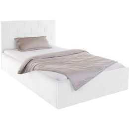 Polsterbett, weiß, B:130cm H:98cm L:210cm, Bezug Bett: 100% Polyester;Bonnell-Federkernmatratze: 51% Polypropylen, 39% Polyester, 10% Baumwolle;Kaltschaummatratze: 100% Polyester, Bezug abnehm- und waschbar bis 60C, Westfalia Schlafkomfort, Betten, inkl. Bettkasten bei Ausführung mit Matratze