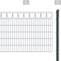 Arvotec Doppelstabmattenzaun "EXCLUSIVE 120 zum Einbetonieren "Ring" mit Zierleiste" Zaunelemente Zaunhöhe 120 cm, Zaunlänge 2 - 60 m Gr. H/L: 120cm x 4 m, Pfosten: 3 St., grau (anthrazit)