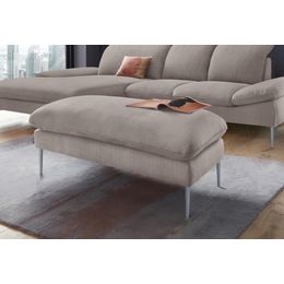 Hocker W.Schillig "enjoy&MORE", grau (stone r66), B:106cm H:45cm T:71cm, Chenille-Flachgewebe R66 (85% Polyester, 15% Nylon), Longlife Xtra-Leder Z59: Glattleder mit modischer Prägung. Hautstärke 0, 9 - 1, 1 mm, Stoff S37 (100% Polyester), Hocker, Füße silber matt, Breite 106 cm