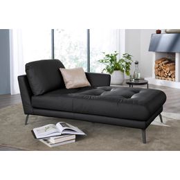 Chaiselongue W.Schillig "softy" Sofas Gr. B/H/T: 106 cm x 79 cm x 168 cm, Longlife Xtra-Leder Z59, Armlehne rechts, schwarz (schwarz z59) mit dekorativer Heftung im Sitz, Füße pulverbeschichtet