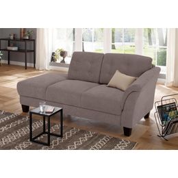 Recamiere Home Affaire "Trondheim", grau (taupe), B:197cm H:89cm T:90cm, Luxus-Microfaser (90% Polyester, 10% Polyamid);Struktur fein (100% Polyester);Flachgewebe (100% Polyester), Sofas, Recamiere, freistehend, mit Federkern, Knopfheftung im R&uuml;cken, F&uuml;&szlig;e Buche