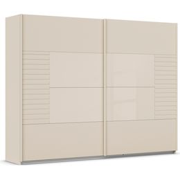 Schwebetürenschrank Rauch "Ruga" Schränke Gr. B/H/T: 270 cm x 210 cm x 62 cm, 2 St., beige (champagner, glas champagner) in moderner Lamellen-Optik, mit Glasauflagen