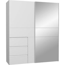 Schwebetürenschrank FORTE "Winn2" Schränke Gr. B/H/T: 170,3 cm x 200,5 cm x 61,2 cm, 2 St., weiß mit Spiegel und 3 Schubkästen