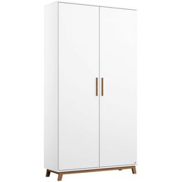 Drehtürenschrank Rauch "Carlsson" Schränke Gr. B/H/T: 92 cm x 203 cm x 53 cm, 2 St., weiß (weiß, eiche massiv)