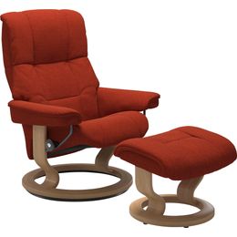 Fußhocker stressless "Mayfair" Hocker Gr. B/H/T: 55 cm x 38 cm x 39 cm, ROHLEDER Stoff Q2 FARON, Classic Base Eiche, rot (rust q2 faron) mit Classic Base, Gestell Eiche