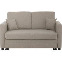 2-Sitzer Home Affaire "Mexico", grau (beigegrau), B:140cm H:87cm T:83cm, Sofas, mit ausziehbarer Schlaffunktion