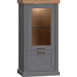 Vitrine Home Affaire "Tara", grau (graphit matt, pacific walnut), B:66cm H:132cm T:48cm, MDF, Spanplatte, Sicherheitsglas, Schränke, lackiert mit wasserbasiertem UV-Lack, Soft-Close-Funktion