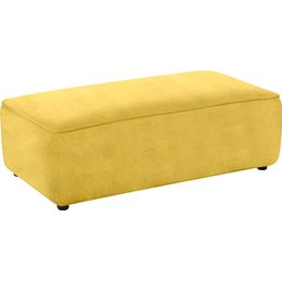 Hocker W.Schillig "around-the-block" Gr. B/H/T: 120cm x 39cm x 60cm, Longlife Xtra-Leder Z69, gelb (lemon z69) mit eleganter Biese