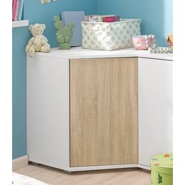 Eckkommode Priess Sideboards Gr. B: 66cm, weiß (weiß/struktureichefarben hell)