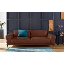 2,5-Sitzer W.Schillig "montanaa", braun (tobacco z69), B:232cm H:78cm T:94cm, Sofas, mit Metallf&uuml;&szlig;en in Schwarz pulverbeschichtet, Breite 232 cm