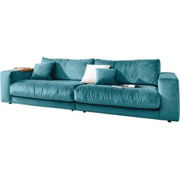 Big-Sofa 3C CANDY "Enisa II", blau (petrol), B:290cm H:86cm T:127cm, 100% Polyester, Sofas, Big-Sofa, incl. 1 Flatterkissen, Wahlweise mit Flecken-Schutz-Bezug Easy care