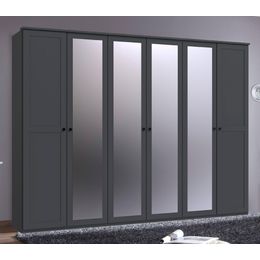 Kleiderschrank wimex "Chalet" Schränke Gr. B/H/T: 270 cm x 210 cm x 58 cm, 6 St., grau (graphit) mittig mit Spiegeltüren