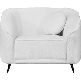 Sessel LEONIQUE "Ashly", beige (creme), B:100cm H:81cm T:80cm, 93% Polyester, 6% Acryl, 1% Baumwolle, Sessel, Einzelsessel, in 3 Bezugsvarianten, Bouclé, Samtoptik und Struktur weich.