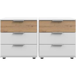 Nachtkonsole wimex "Gibraltar" Sideboards Gr. B/H/T: 52 cm x 64 cm x 38 cm, 2 Nachtkonsolen, 3 St., weiß (weiß, artisan, eiche, nachbildung) in 2 Höhen, wahlweise im 2er Set