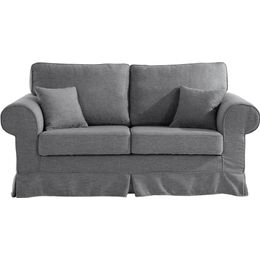 2-Sitzer Home Affaire "Shadmoor", grau (dunkel grau), B:188cm H:102cm T:92cm, 100% Polyester, Sofas, Hussenoptik, in uni oder mit Blumendruck