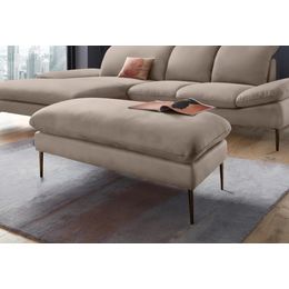 Hocker W.Schillig "enjoy&MORE", braun (stone z59), B:106cm H:45cm T:71cm, Chenille-Flachgewebe R66 (85% Polyester, 15% Nylon), Longlife Xtra-Leder Z59: Glattleder mit modischer Prägung. Hautstärke 0, 9 - 1, 1 mm, Stoff S37 (100% Polyester), Hocker, Füße bronze pulverbeschichtet, Breite 106 cm