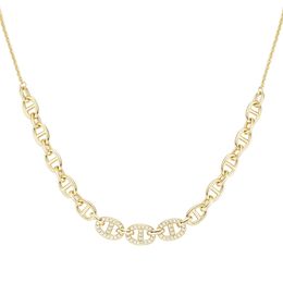 Collier Giorgio Martello MILANO "Mittelteil Gliederkette, mit Zirkonia, Silber 925" Halsketten Gr. 45 cm, Silber 925 (Sterlingsilber), goldfarben (gold) Damen