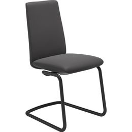 Polsterstuhl stressless "Laurel" Stühle Gr. B/H/T: 53 cm x 92 cm x 59 cm, Leder PALOMA, Stahl, grau (rock paloma, schwarz matt) Low Back, Größe M, mit Beinen aus Stahl in Schwarz matt