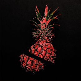 Acrylglasbild my home "Ananas - Acrylbilder mit Blattgold veredelt" Bilder Gr. B/H: 90 cm x 90 cm, Acrylglasbild mit Blattgold-Farbvariante Ananas, 1 St., rot Rote Farbvariante, Handgearbeitet, Gerahmt, Edel