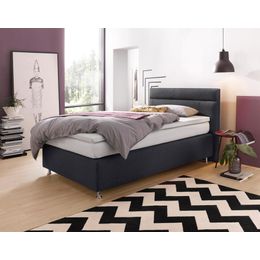 Boxspringbett, grau (strukturstoff anthrazit), ohne LED-Beleuchtung, Liegefl&auml;che B/L: 120cm x 200cm, H2 + H2, Bonnell-Federkernmatratze, Bezug Unterbox und Kopfteil: Strukturstoff (77% Polyester und 23% Viskose);Bezug Obermatratze 100% Polyester, waschbar bis 60C, Westfalia Schlafkomfort, Komplettbetten, Boxspringbett, wahlweise mit LED-Beleuchtung