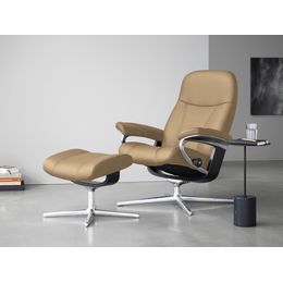 stressless "Consul" Set, Relaxsessel mit Hocker, mit Hocker, mit Cross Base, Gr&ouml;&szlig;e S, M & L, Holzakzent Schwarz
