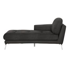 Chaiselongue W.Schillig "softy" Sofas Gr. B/H/T: 106 cm x 79 cm x 168 cm, Chenille-Flachgewebe R66, Armlehne links, grau (anthracite r66) mit dekorativer Heftung im Sitz, Füße Chrom glänzend