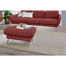 Hocker W.Schillig "softy" Gr. B/H/T: 74 cm x 43 cm x 61 cm, Chenille-Flachgewebe R66, rot (red r66) mit dekorativer Heftung im Sitz, Füße Chrom glänzend