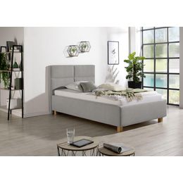 Polsterbett Maintal, grau, B:133cm L:214cm, Betten, Polsterbett ohne Bettkasten Polsterbett, inklusive Bettkasten
