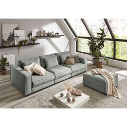 3-Sitzer "Valan", grau, B:279cm H:83cm T:126cm, ATLANTIC HOME COLLECTION, Sofas, XXL-Sitzfl&auml;che, mit Cord-Bezug, frei stellbar, mit Wellenunterfederung