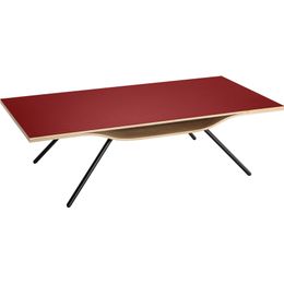 Couchtisch HASSE MÖBEL COLLECTION "7620" Tische Gr. H/T: 36 cm x 65 cm, rot Eckige Couchtische Couchtisch Holz-Couchtische in zwei Linoleumausführungen, mit Ablagefach