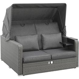 Loungebett Konifera "Sylt" Sofas Gr. B/H/T: 146 cm x 65 cm x 133 cm, Polyester, grau ausziehbares Sofa, Hängetisch, mit klappbarem Dach, Strandkorb