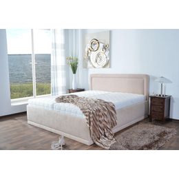 Polsterbett, beige, B:170cm L:212cm, Bezug Bett: Microfaser (100% Polyester);Bonnell-Federkernmatratze: Frottee (100% Polyester);Kaltschaummatratze: 100% Polyester, Bezug abnehm- und waschbar bis 60C, Westfalia Schlafkomfort, Betten, inkl. Bettkasten bei Ausführung mit Matratze