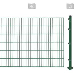 Arvotec Doppelstabmattenzaun "ESSENTIAL 123 zum Aufschrauben" Zaunelemente Zaunhöhe 123 cm, Zaunlänge 2 - 60 m Gr. H/L: 123cm x 8 m, Pfosten: 5 St., grün (dunkelgrün)