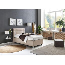 Boxspringbett, beige (feinstrukturstoff sand), Ohne Topper, Liegefl&auml;che B/L: 90cm x 200cm, H3, Bonnell-Federkernmatratze, Bezug Unterbox und Kopfteil: Feinstrukturstoff (77% Polyester, 23% Viskose);Bezug Obermatratze 100% Polyester, waschbar bis 60C, Westfalia Schlafkomfort, Komplettbetten, Boxspringbett, in diversen Ausf&uuml;hrungen