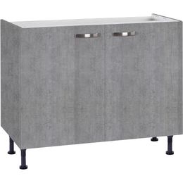 Spülenschrank Optifit "Cara" Schränke Gr. B/H/T: 100 cm x 87 cm x 58,4 cm, 2 St., grau (beton, beton) Breite 100 cm