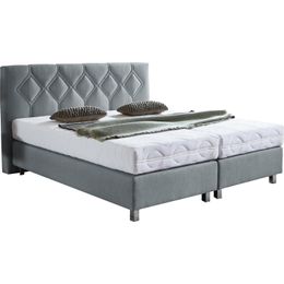 Boxspringbett "Ph&ouml;nix", grau, B:195cm L:210cm, Bezug Bett: Microvelours (100% Polyester) oder Feinstruktur (100% Polyester);Bezug Bonnell-Federkernmatratze: 100% Polyester;Bezug Kaltschaummatratze: 100% Polyester;Bezug Tonnentaschenfederkernmatratze: 80% Baumwolle, 20%Polyester, Westfalia Schlafkomfort, Komplettbetten, Boxspringbett