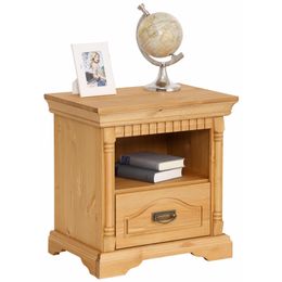 Nachtkonsole Home Affaire "Graz", beige (gelaugt, geölt), B:55cm H:57cm T:39cm, Sideboards, aus massiver Kiefer, mit aufwendigen Details, Breite: 55 cm