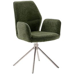 Esszimmerstuhl MCA furniture "GREYTON" Stühle Gr. B/H/T: 61 cm x 91 cm x 63 cm, Chenille, Edelstahl, grün (olive, edelstahl gebürstet)