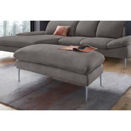 Hocker W.Schillig "enjoy&MORE", grau (grau r66), B:106cm H:45cm T:71cm, Chenille-Flachgewebe R66 (85% Polyester, 15% Nylon), Longlife Xtra-Leder Z59: Glattleder mit modischer Prägung. Hautstärke 0, 9 - 1, 1 mm, Stoff S37 (100% Polyester), Hocker, Füße silber matt, Breite 106 cm