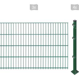 Arvotec Doppelstabmattenzaun "ESSENTIAL 83 zum Aufschrauben" Zaunelemente Zaunhöhe 83 cm, Zaunlänge 2 - 60 m Gr. H/L: 83cm x 6 m, Pfosten: 4 St., grün (dunkelgrün)