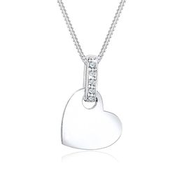 Collierkettchen Elli DIAMONDS "Herz Liebe Diamant (0.025 ct.) 925 Silber" Halsketten Gr. 45, 0.005 ct mit Diamanten, Silber 925 (Sterlingsilber), Länge: 45 cm, silberfarben (silber) Damen