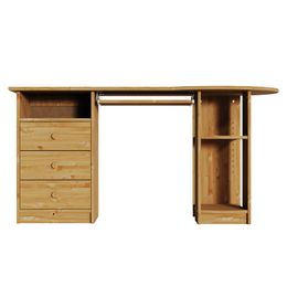 Schreibtisch Home Affaire "Caudan", beige (natur, natur, natur), B:147cm H:73cm T:70cm, Tische, Aus massiver Kiefer, Mit 3 Schubladen