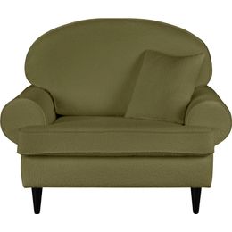 Sessel Home Affaire "Vitreux", grün (oliv), B:117cm H:95cm T:100cm, 93% Polyester, 6% Acryl, 1% Cotton, Sessel, Einzelsessel, auch in Bouclé-Bezug, B/T/H: 117/100/95 cm