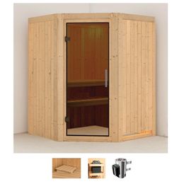 Karibu Sauna "Nanna" Saunen 3,6-kW-Plug & Play Ofen mit integrierter Steuerung beige (naturbelassen)