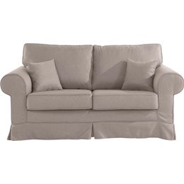 2-Sitzer Home Affaire "Shadmoor", beige, B:188cm H:102cm T:92cm, 100% Polyester, Sofas, Hussenoptik, in uni oder mit Blumendruck
