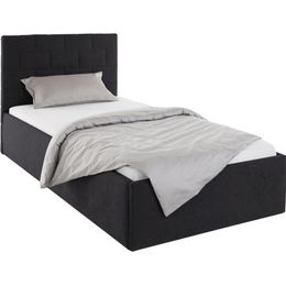 Polsterbett, schwarz, B:110cm H:98cm L:210cm, Bezug Bett: 100% Polyester;Bonnell-Federkernmatratze: 51% Polypropylen, 39% Polyester, 10% Baumwolle;Kaltschaummatratze: 100% Polyester, Bezug abnehm- und waschbar bis 60C, Westfalia Schlafkomfort, Betten, inkl. Bettkasten bei Ausführung mit Matratze