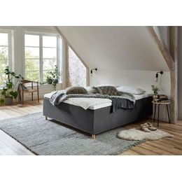 Boxbett Home Affaire "Thorsby", grau, B:180cm L:200cm, 100% Polypropylen, Komplettbetten, Boxspringbett, Boxbett ohne Kopfteil, frei im Raum stellbar, f&uuml;r Dachschr&auml;gen