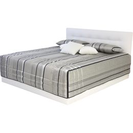 Polsterbett "Ravenna", weiß, B:170cm L:210cm, Bezug Bett: Kunstleder;Bonnell-Federkernmatratze: Frottee (100% Polyester);Kaltschaummatratze: 100% Polyester, Bezug abnehm- und waschbar bis 60C;Tagesdecke: Microfaser (100% Polyester), Westfalia Schlafkomfort, Betten, inkl. Bettkasten bei Ausführung mit Matratze