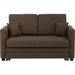 2-Sitzer Home Affaire "Mexico", braun (dunkelbraun), B:140cm H:87cm T:83cm, Sofas, mit ausziehbarer Schlaffunktion