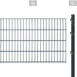 Arvotec Doppelstabmattenzaun "ESSENTIAL 83 zum Einbetonieren" Zaunelemente Zaunhöhe 83 cm, Zaunlänge 2 - 60 m Gr. H/L: 83cm x 8 m, Pfosten: 5 St., grau (anthrazit)